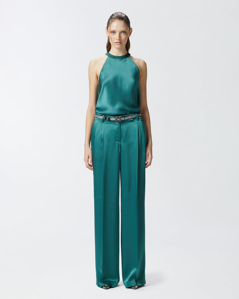Green Tailored Satin Trousers – Edit by Elaine Turner